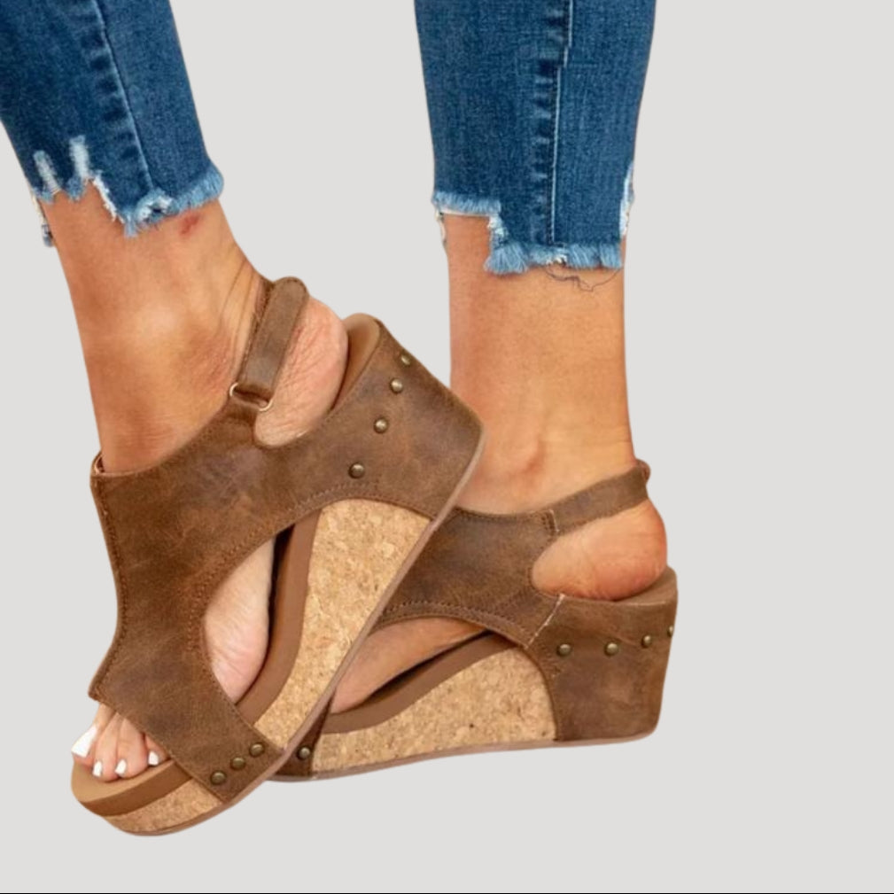Women's Wedge Sandals With Cork Platform Sole